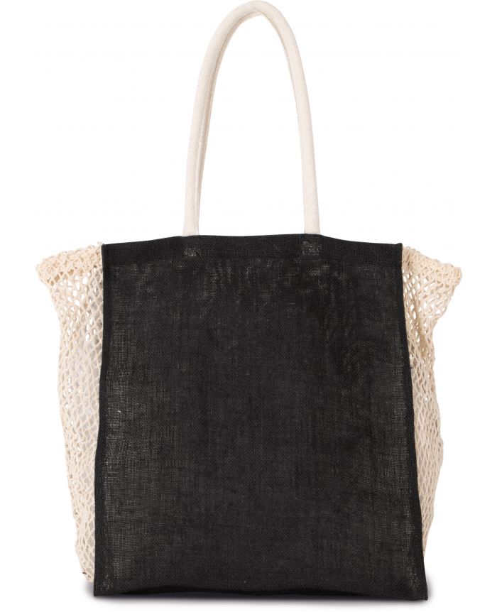 Sac shopping avec soufflet en filet KI0281 - Black / Natural - Sacs en ...